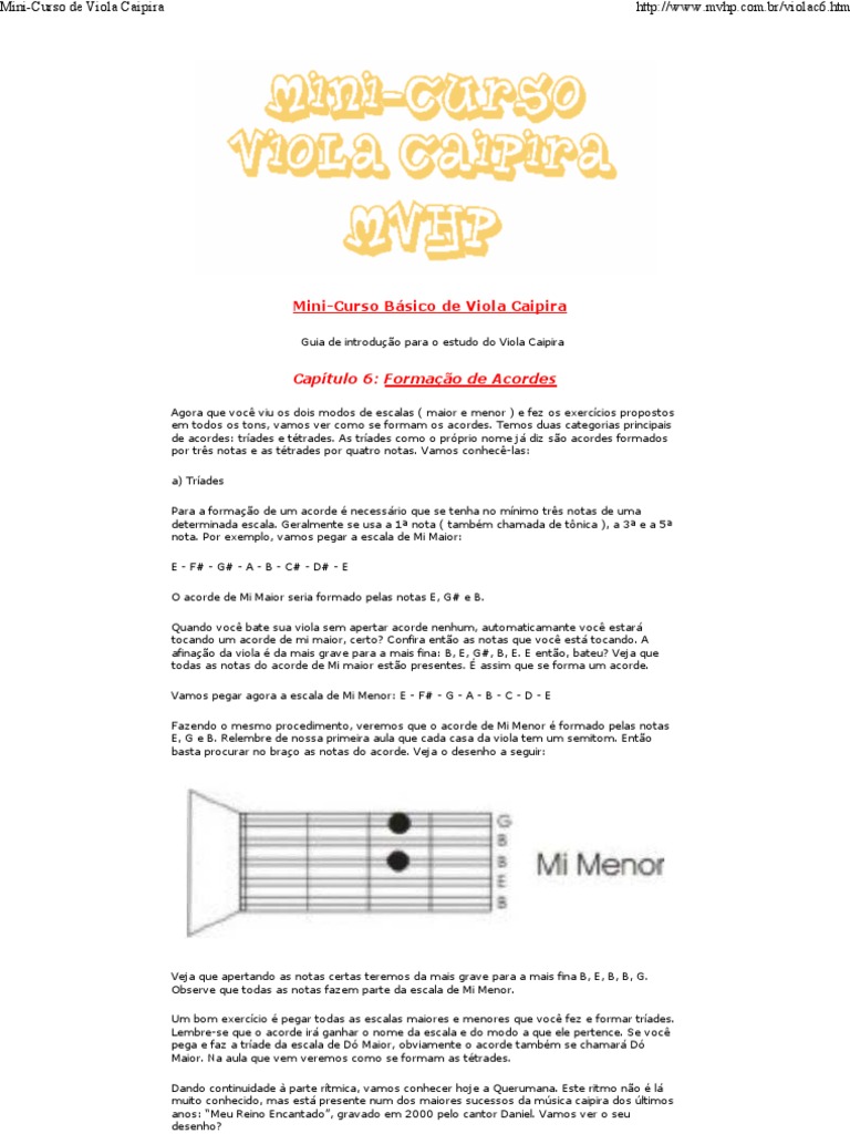 Mini-Curso de Viola Caipira 4 | PDF | Acorde (música) | Escala (música)