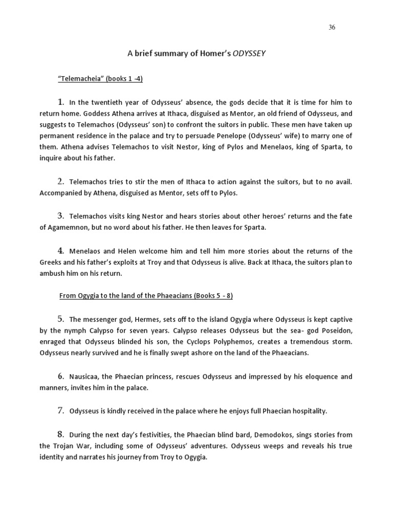 Summary of The Odyssey | PDF | Odysseus | Odyssey