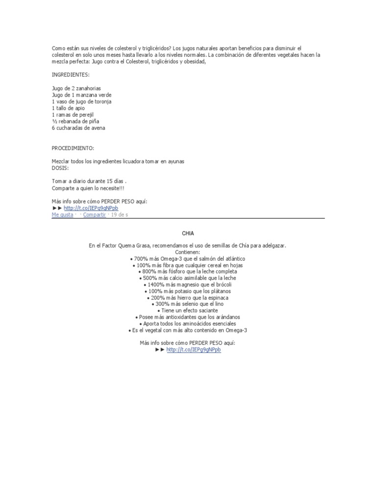 Jugo Colesterol Trigli | PDF