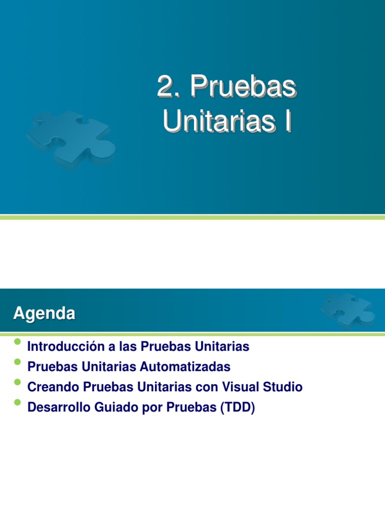 Pruebas Unitarias I | PDF | Desarrollo guiado por pruebas | Examen de ...