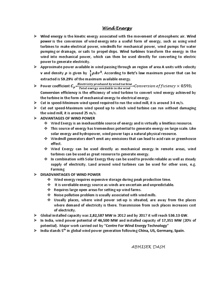 Wind Energy Abstract | Wind Power | Wind Turbine