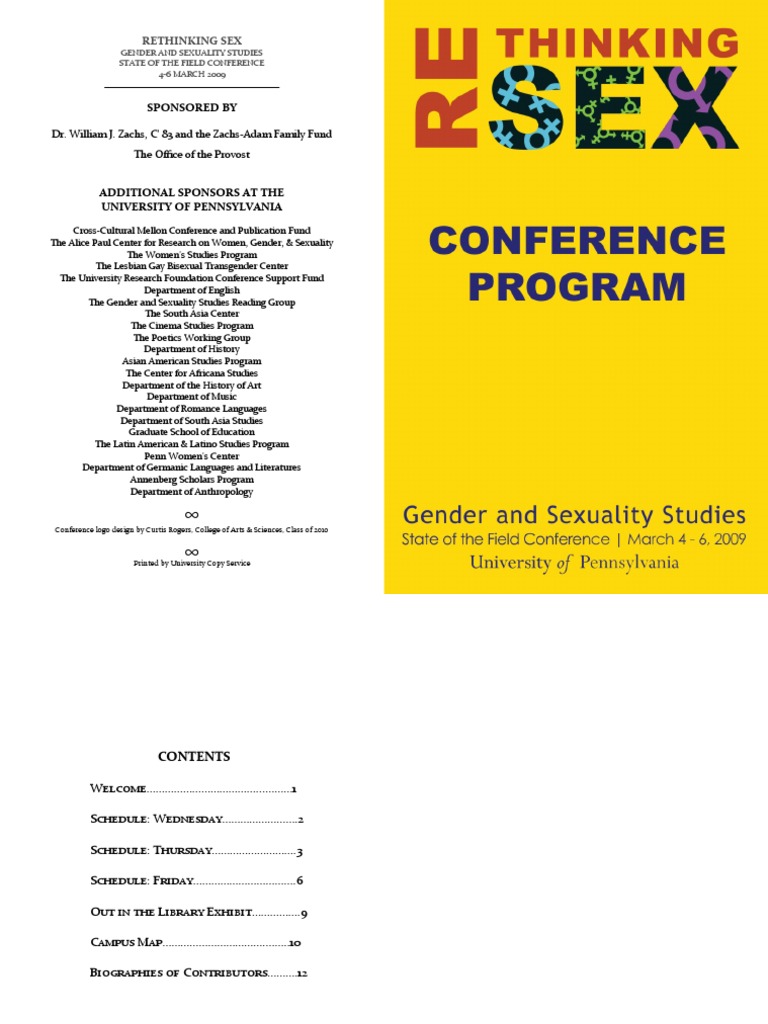 "Rethinking Sex" Conference Program | PDF | Queer Theory | LGBTQIA+ Studies