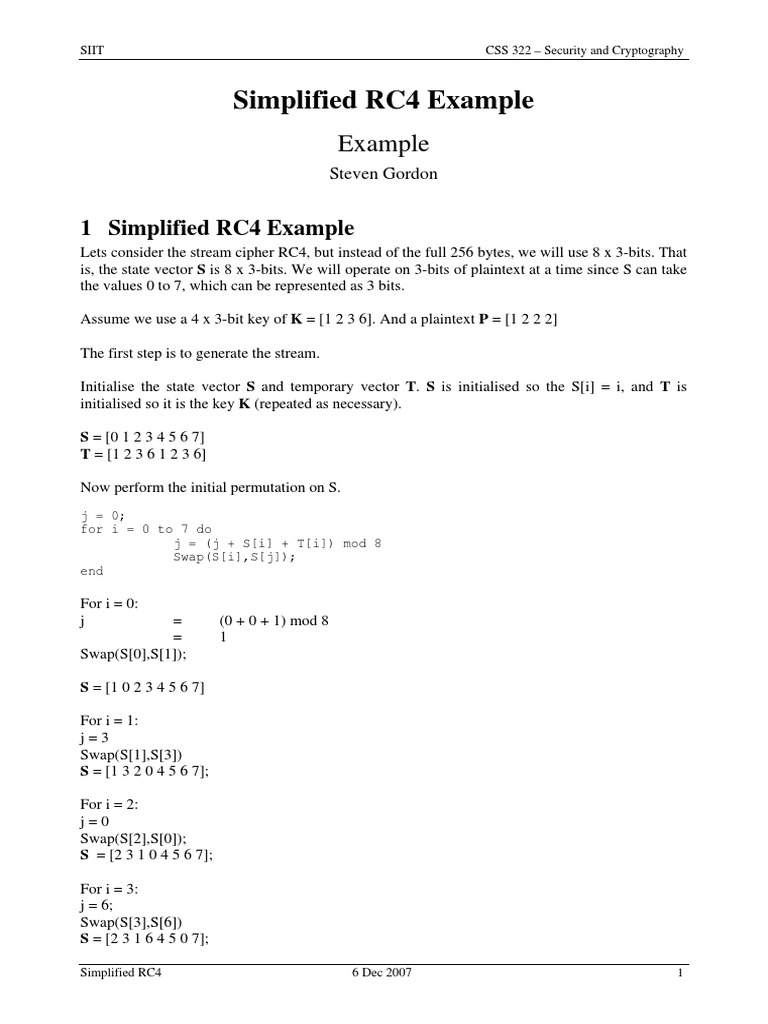 RC4 Example | PDF | Cryptography | Cipher
