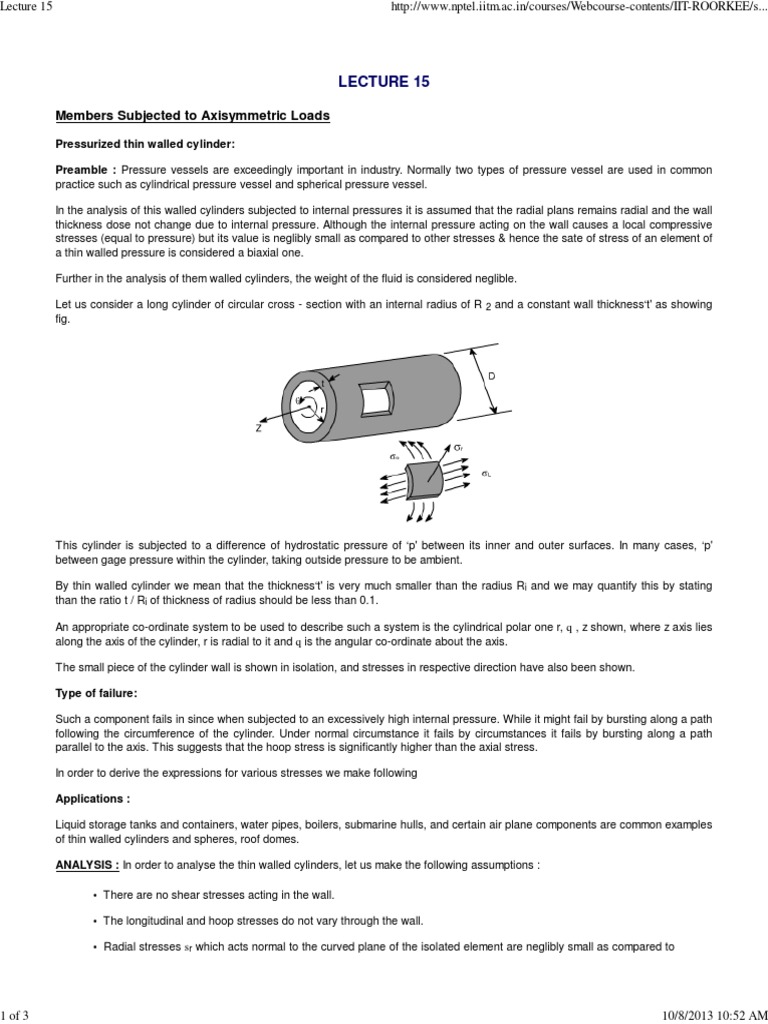 Hoop Stress | PDF | Stress (Mechanics) | Classical Mechanics