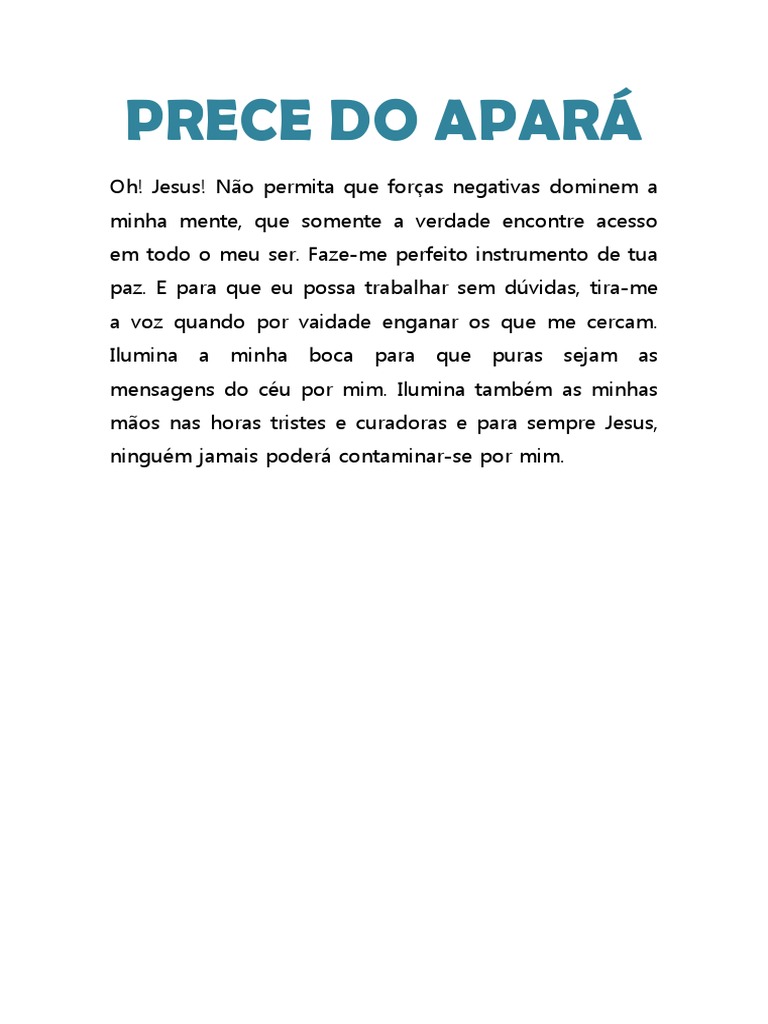 Prece Do Apará | PDF | Oração | Oração do Senhor