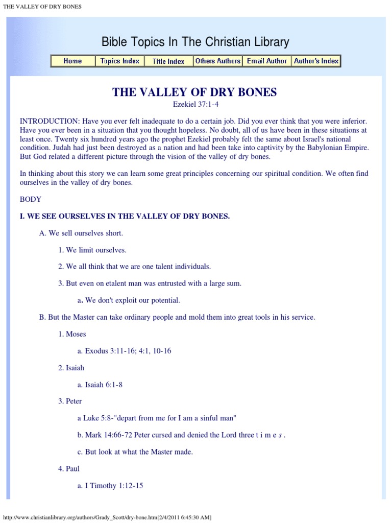 The Valley Of Dry Bones Pdf Epistle To The Ephesians Ezekiel