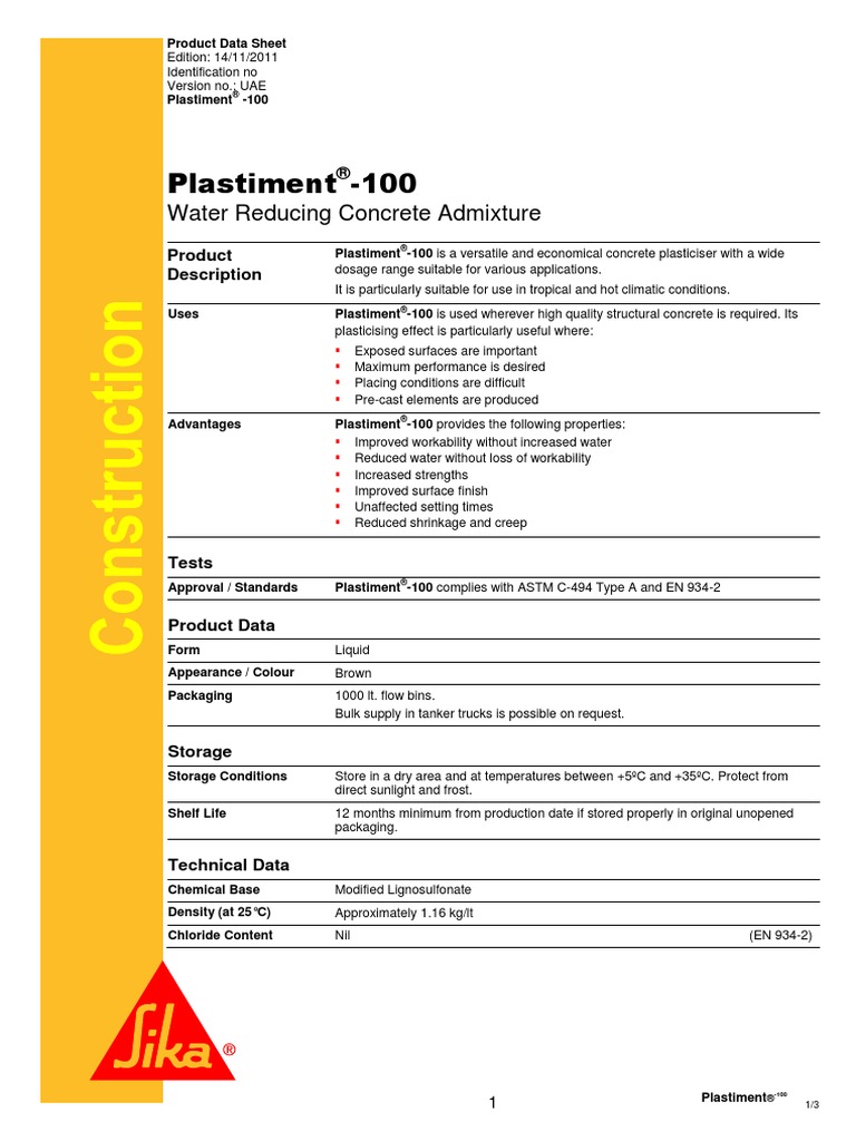 Plastiment® 100 | PDF | Concrete | Nature