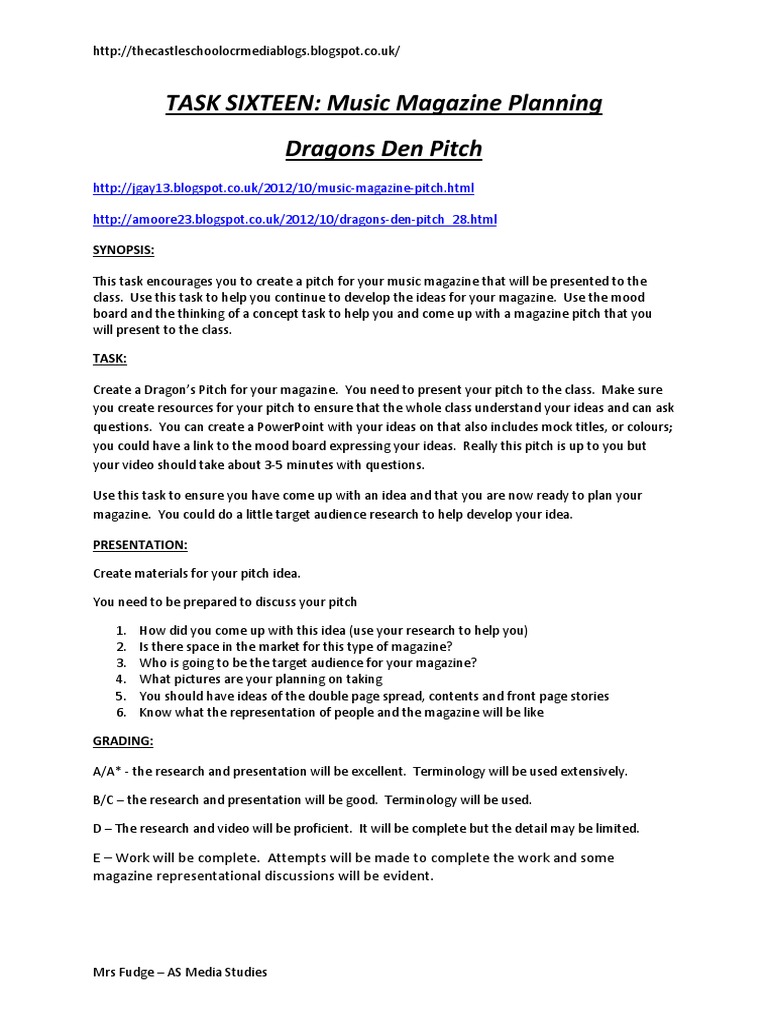 TASK 16 - Dragons Den Pitch | PDF