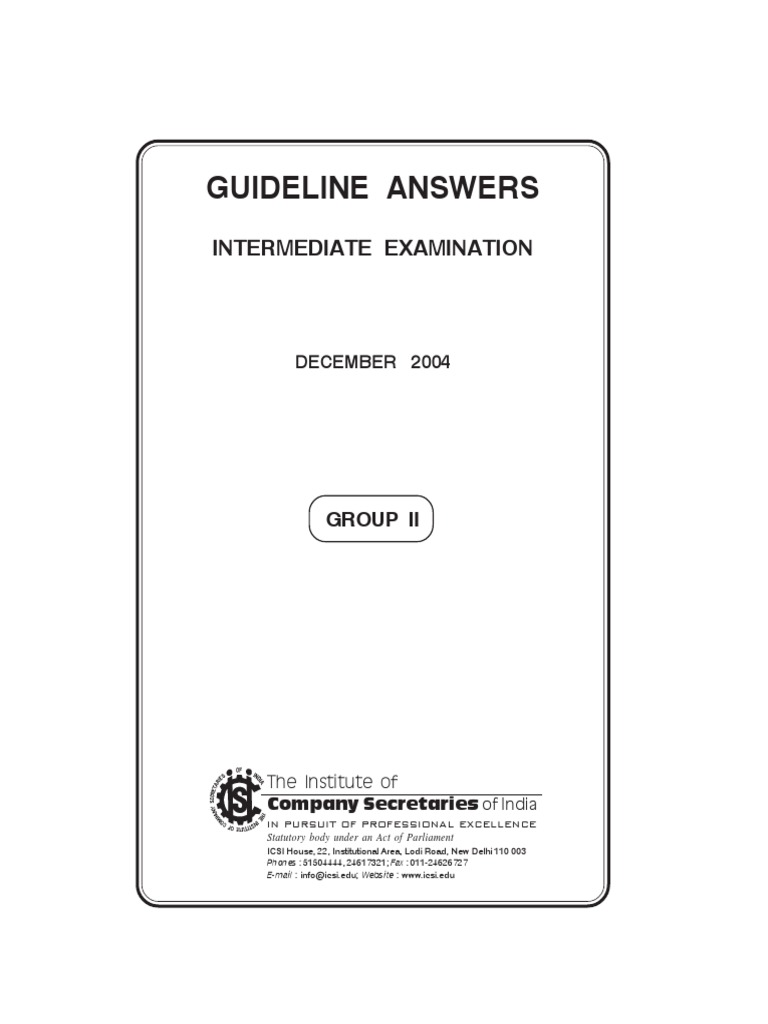 Dec 2004 CS Executive Answers | PDF | Securities (Finance) | Board Of ...