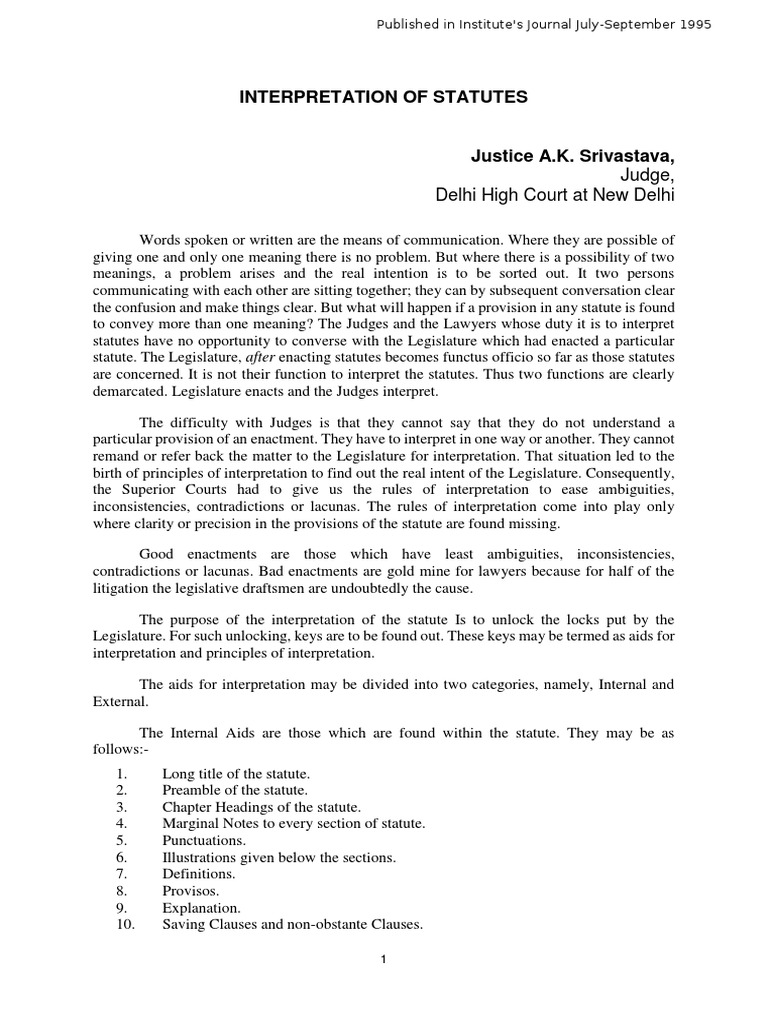 Internal Aids | PDF | Statutory Interpretation | Constitutional Law