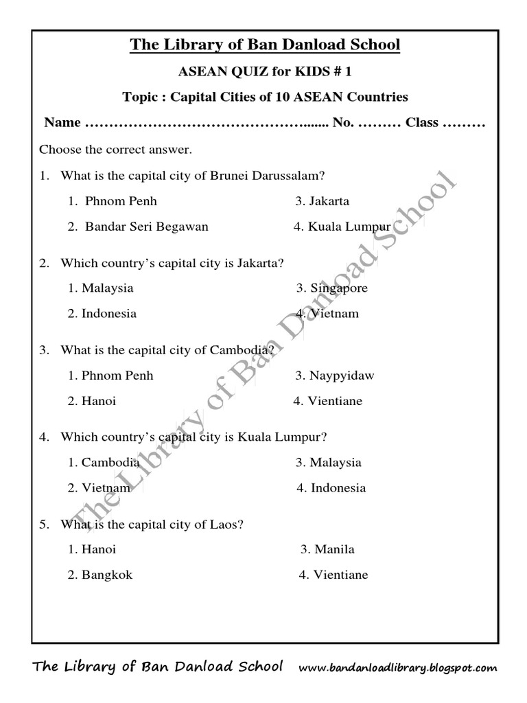 Asean Quiz For Kids 1 | PDF