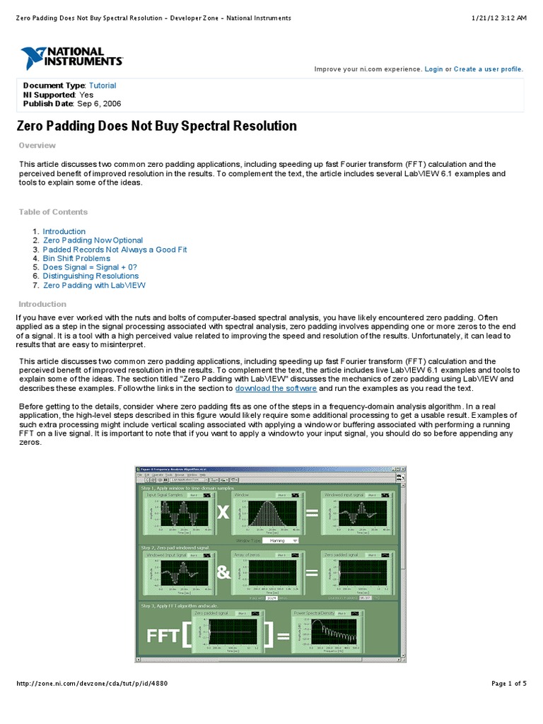 Zero Padding | PDF | Fast Fourier Transform | Discrete Fourier Transform
