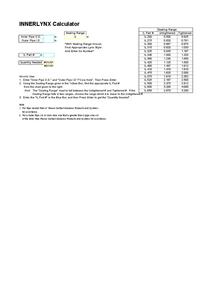 Innerlynx Sizing Calculator Guide | PDF | Computers | Technology ...