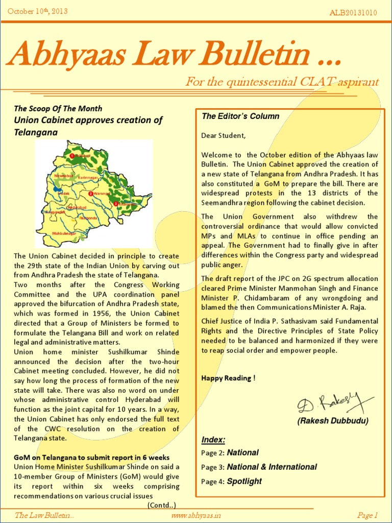 Abhyaas Law Bulletin - October 2013 | PDF | Government | Judiciary (System Of Justice)