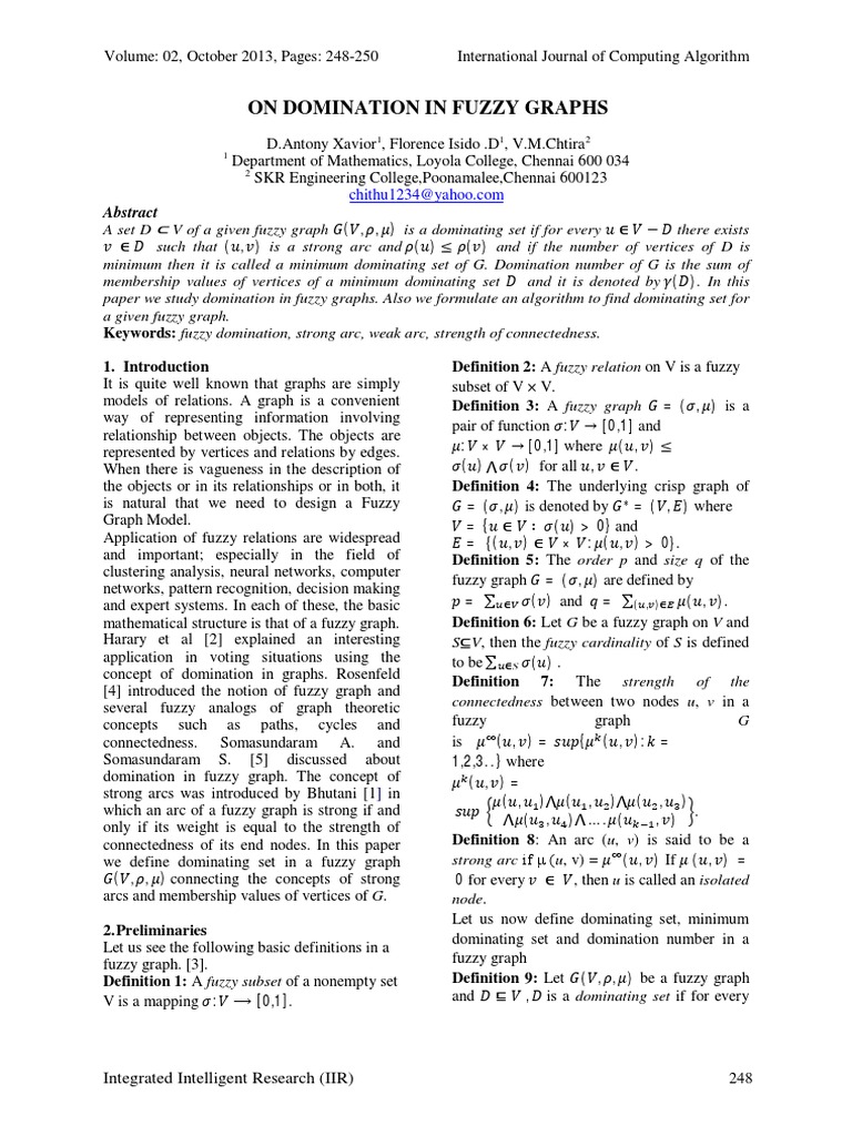 On Domination in Fuzzy Graphs | PDF | Vertex (Graph Theory) | Fuzzy Logic