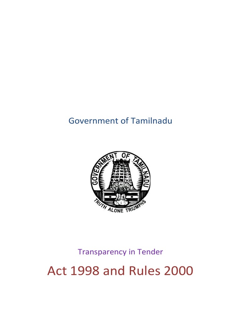TN Transparency in Tender Act 1998 and Rules 2000 | PDF | Procurement | Specification (Technical ...