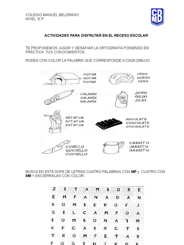 Juegos de ortografía para imprimir | PDF