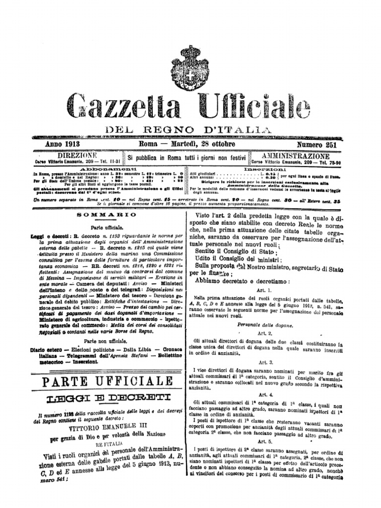 Gazzetta Ufficiale Del Regno D'italia | PDF