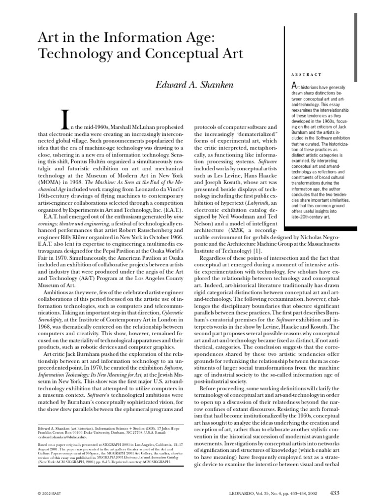 Art in The Information Age - Technology and Conceptual Art | PDF ...