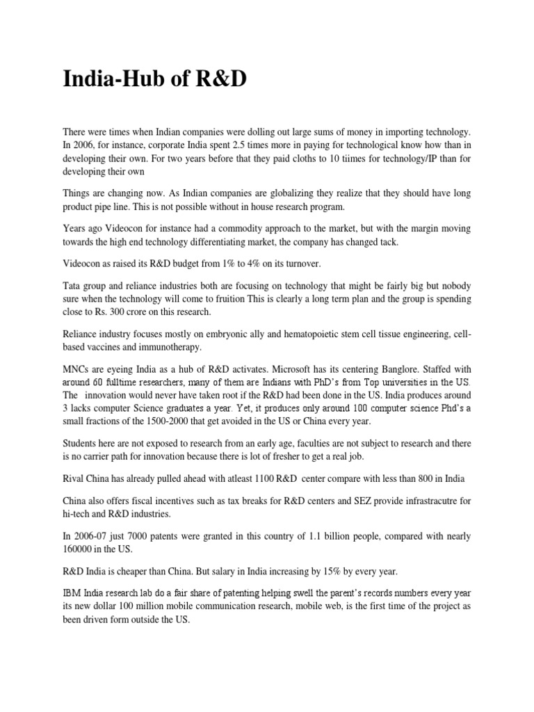 India | PDF | Research And Development | The United States