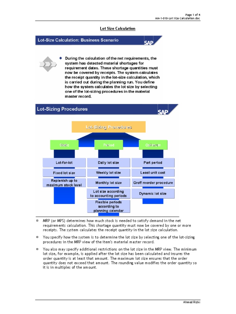 Lot Size Calculation in MRP Systems | PDF | Interest | Business Economics