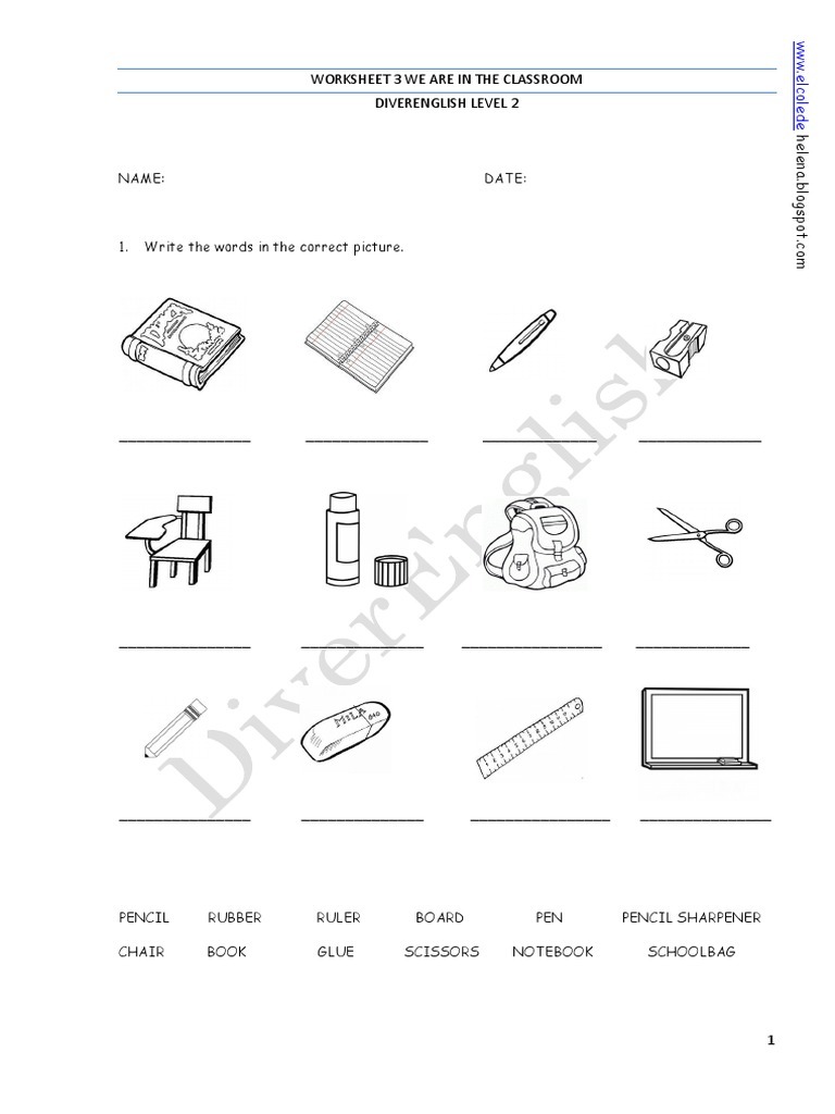 Classroom Vocabulary Worksheet Level 2 | PDF | Career & Growth
