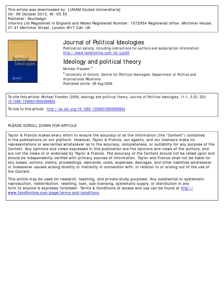 Freeden Ideology and Political Theory | PDF | Political Philosophy ...
