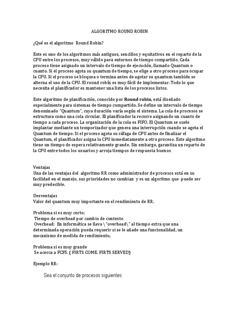 Algoritmo Round Robin | Gestión de tecnologías de la información | Ingeniería informática