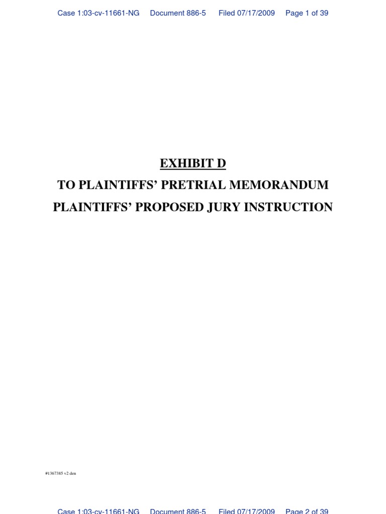 Plaintiffs' Proposed Jury Instructions | PDF | Burden Of Proof (Law ...