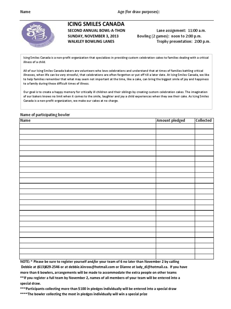 Icing Smiles Canada: Second Annual Bowl-A-Thon Sunday, November 3, 2013 ...