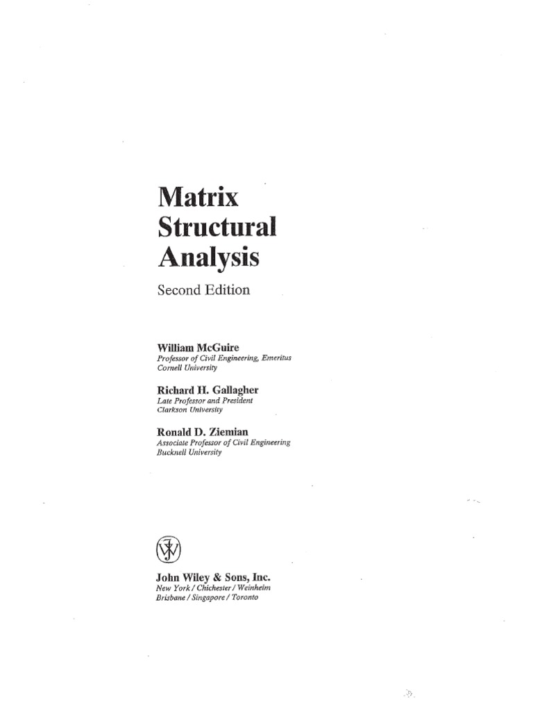 Matrix Structural Analysis - Williams McGuire PDF | PDF