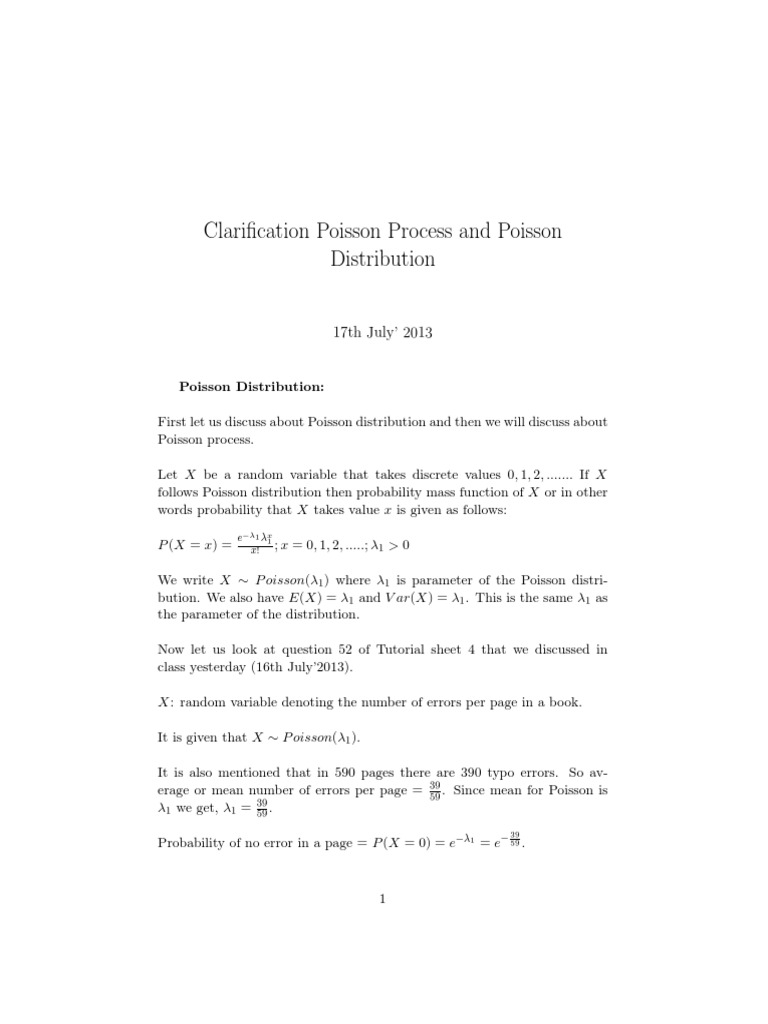 Poisson Process | PDF | Poisson Distribution | Teaching Mathematics