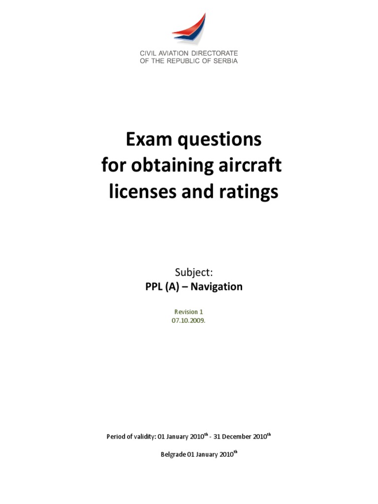 Exam Questions For Obtaining Aircraft Licenses and Ratings: PPL (A ...