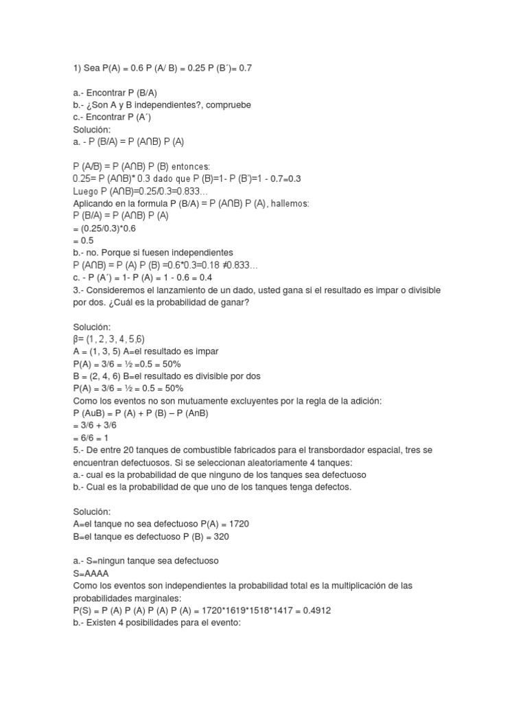 Ejercicios de Probabilidad Resueltos | PDF | Probabilidad ...