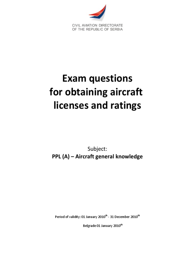 Exam Questions For Obtaining Aircraft Licenses and Ratings: PPL (A ...