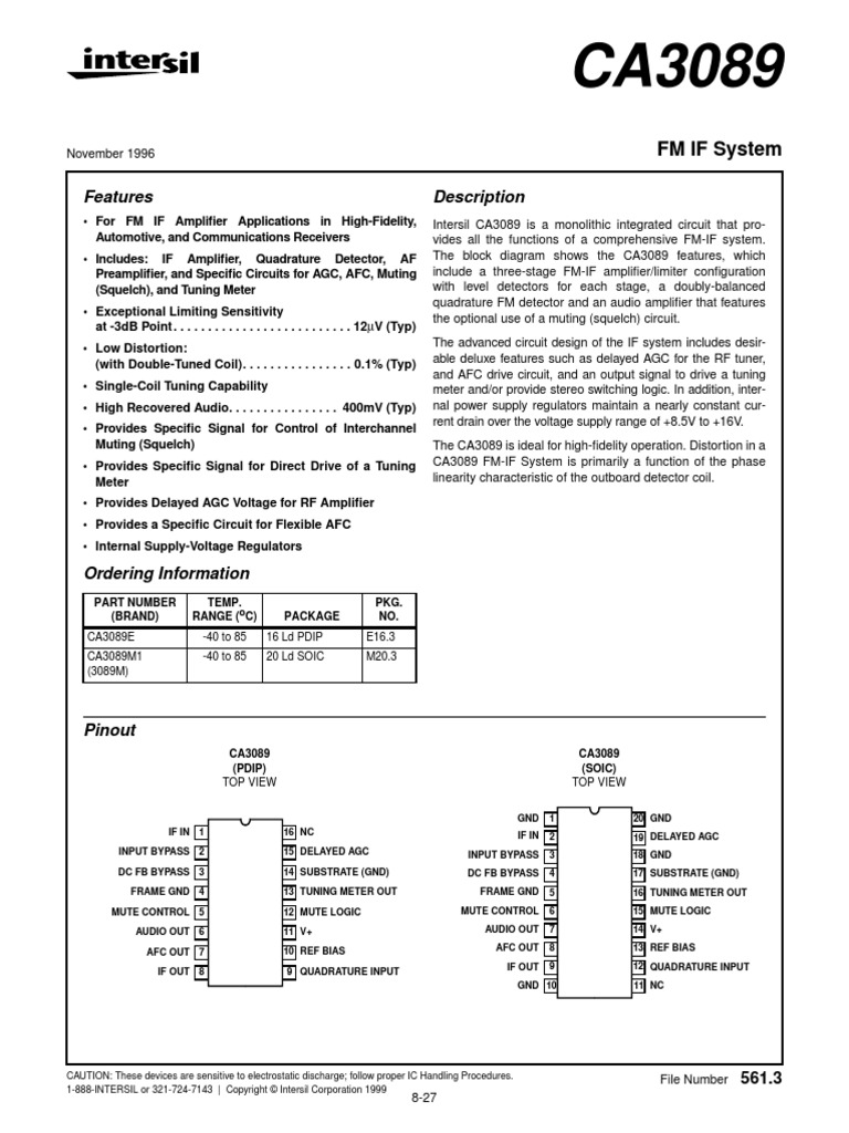 Ca3089 PDF | PDF | Detector (Radio) | Signal Processing