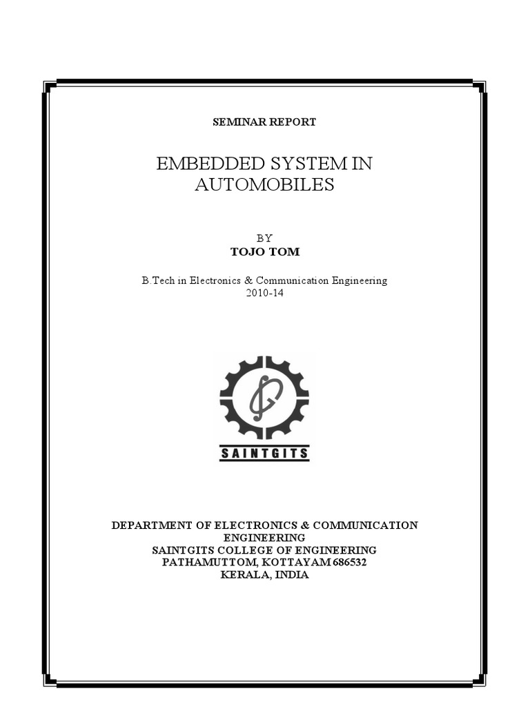 Seminar Report On Embedded System in Automobiles | PDF | Anti Lock ...