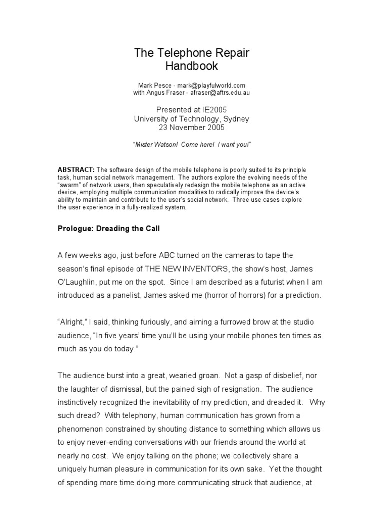 The Telephone Repair Handbook | PDF | Bluetooth | Telephone