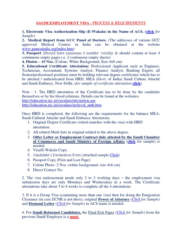Saudi Employment Visa - Process & Requirements | PDF | Travel Visa ...
