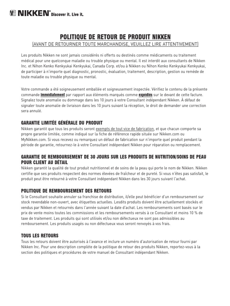Politique de Retour de Produit | PDF | Consultant | Médicament
