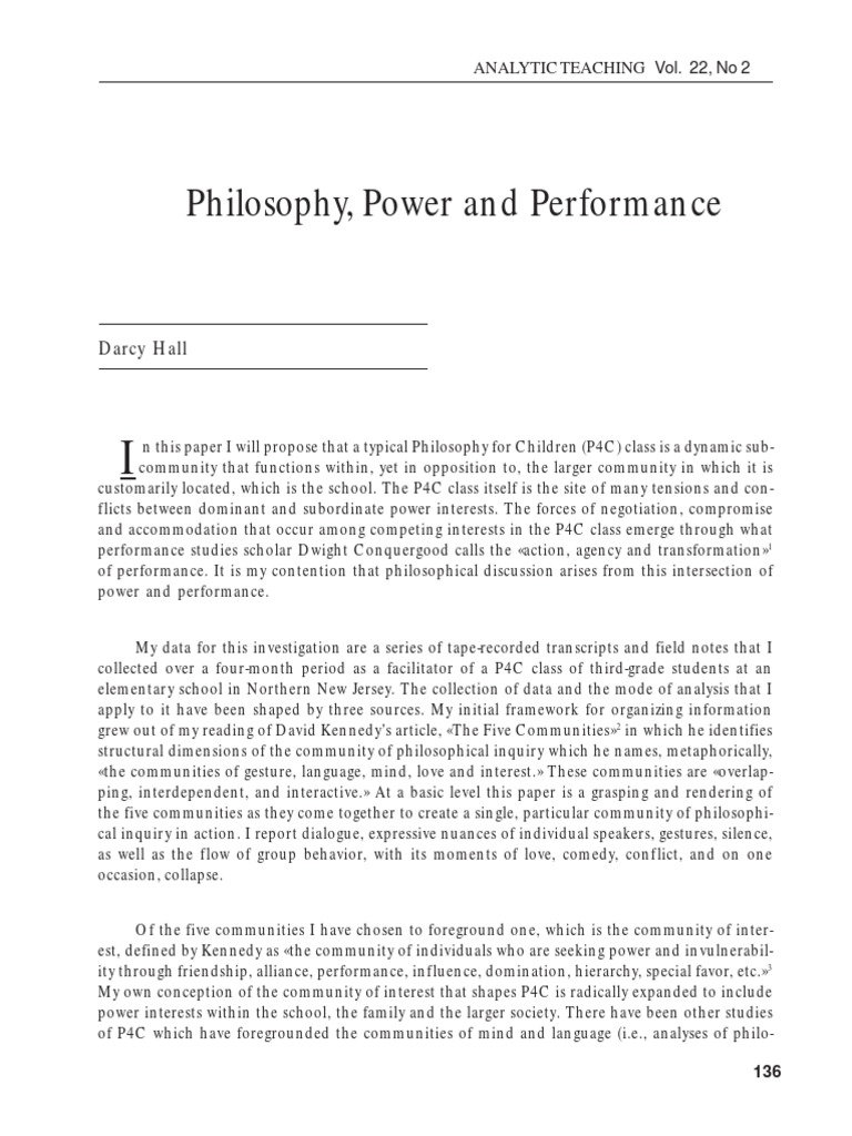 Power Dynamics in P4C Classes | PDF | Epistemology | Community