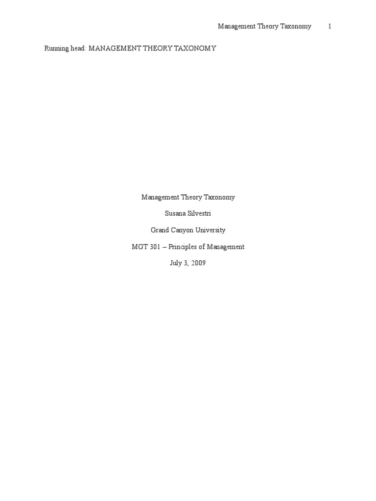 Management Theory Taxonomy | PDF | Motivation | Motivational