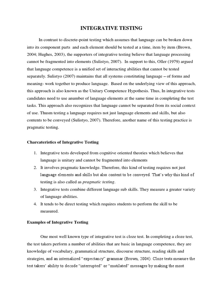 Integrative Testing | PDF | Reading Comprehension | Neuropsychology