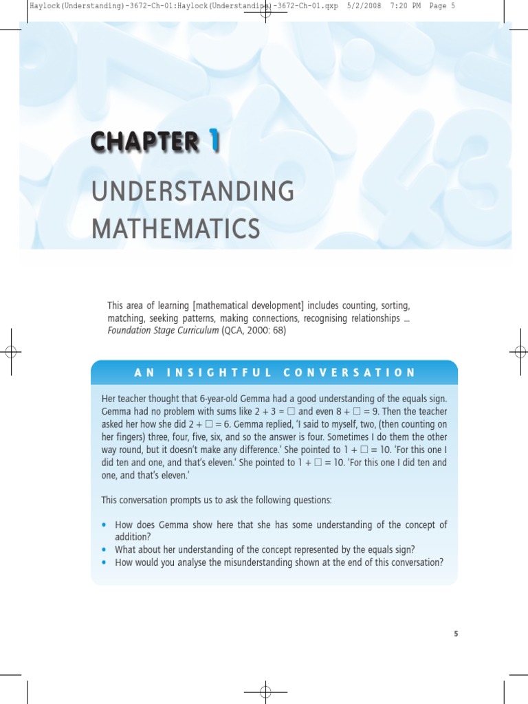 02 Haylock (Understanding) CH 01 | PDF | Learning | Teaching Mathematics