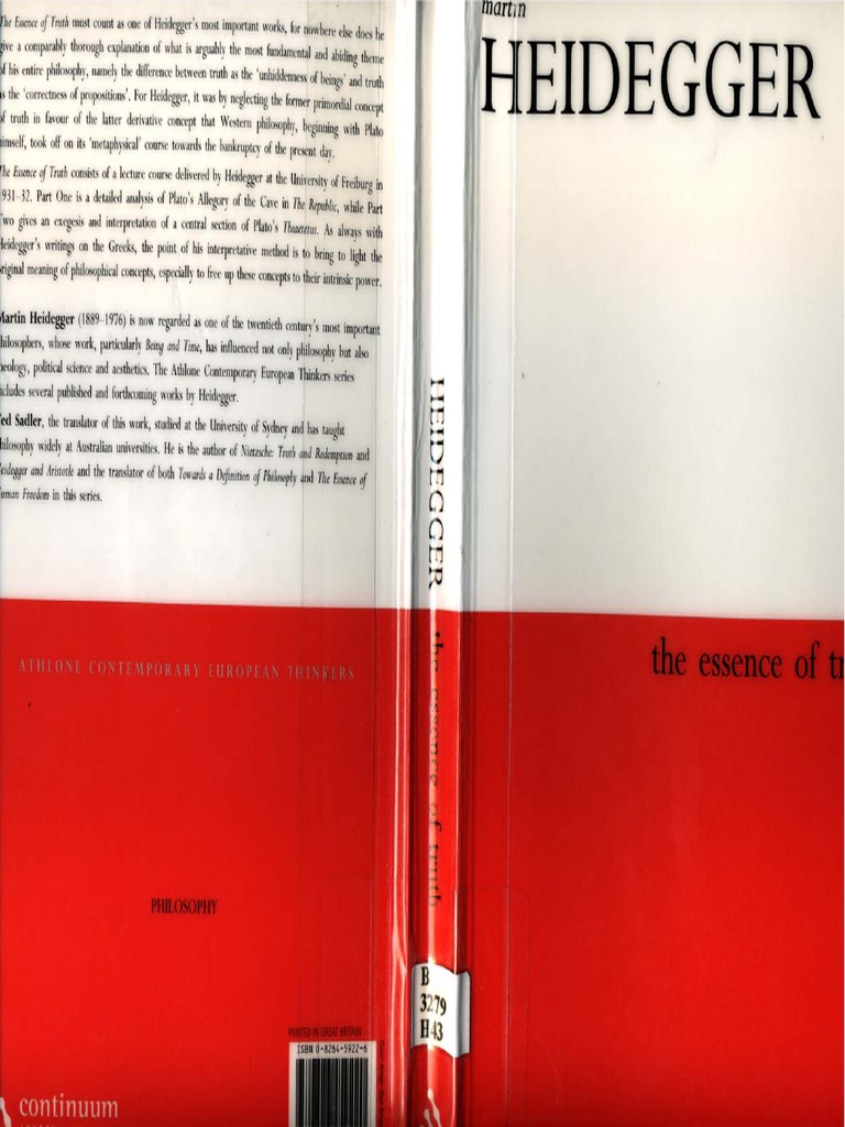 Martin Heidegger The Essence of Truth On Plato S Cave Allegory and ...