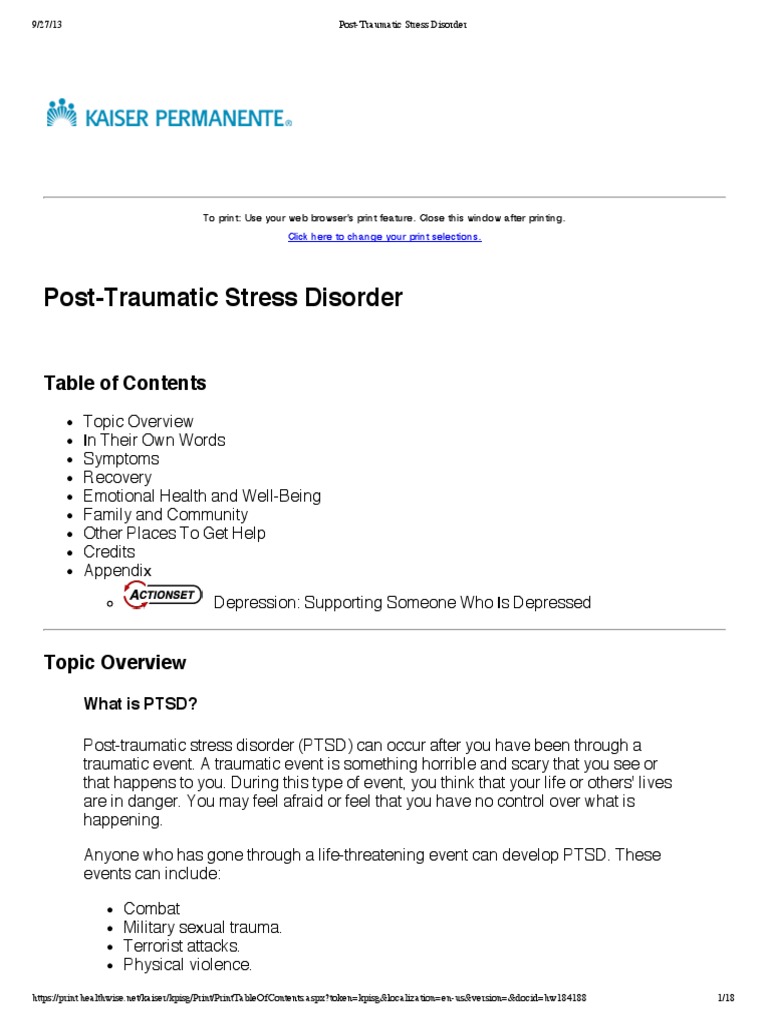 Post-Traumatic Stress Disorder | PDF | Psychological Trauma ...