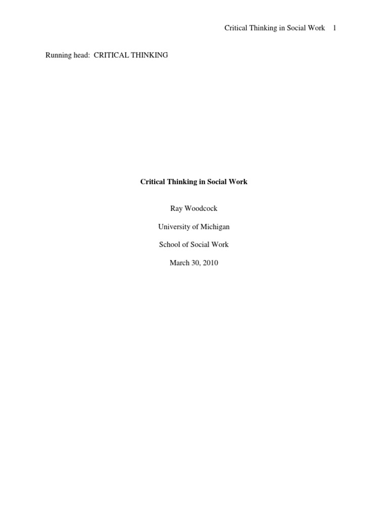 Understanding Critical Thinking in Social Work | PDF | Emotional ...