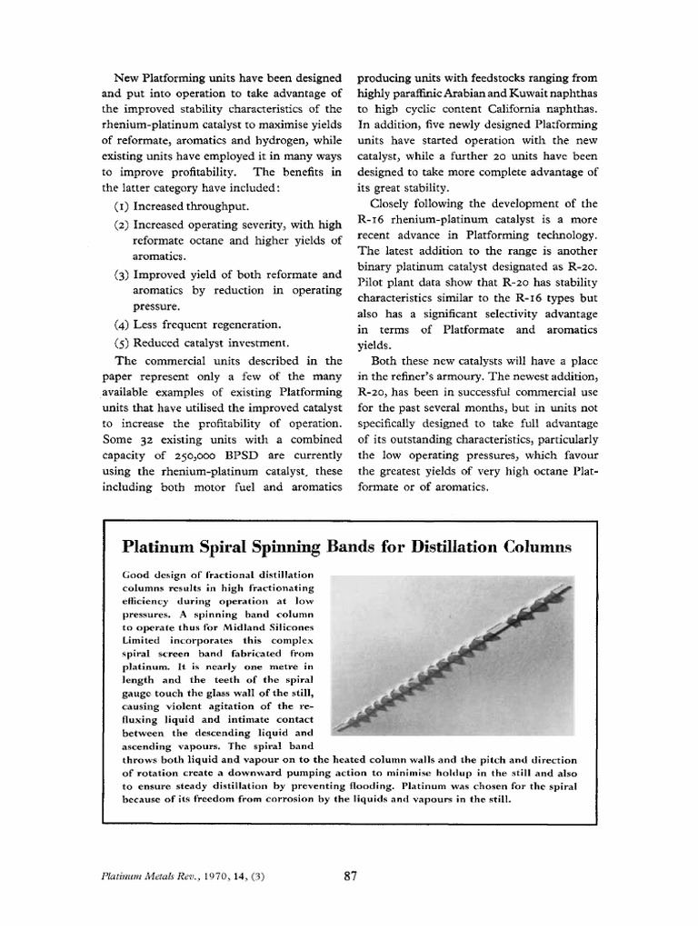 Platinum Spiral Spinning Bands Distillation Columns: New Platforming ...