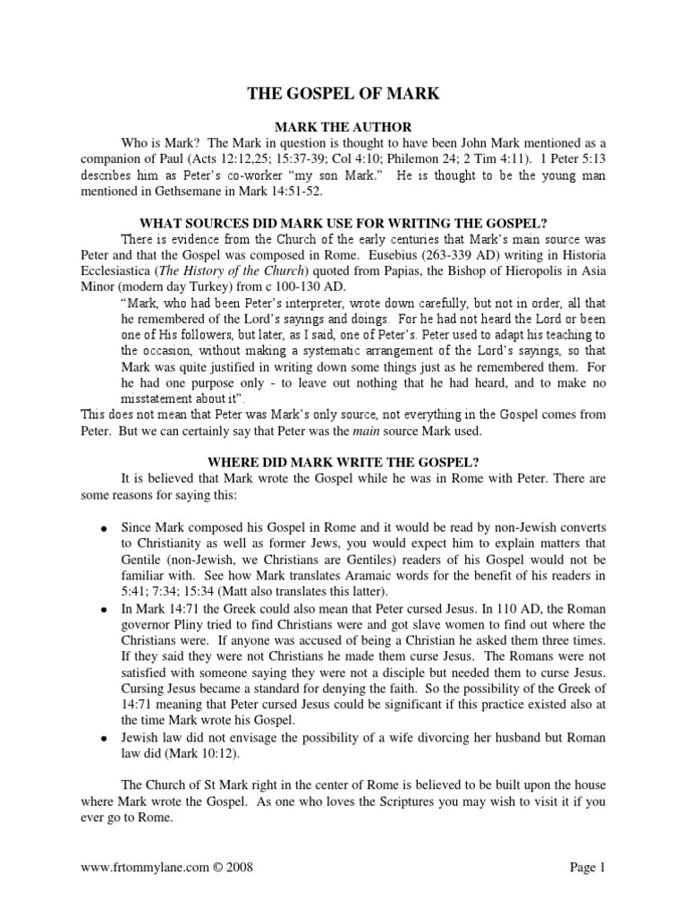 Gospel of Mark | PDF | Gospel Of Mark | Saint Peter