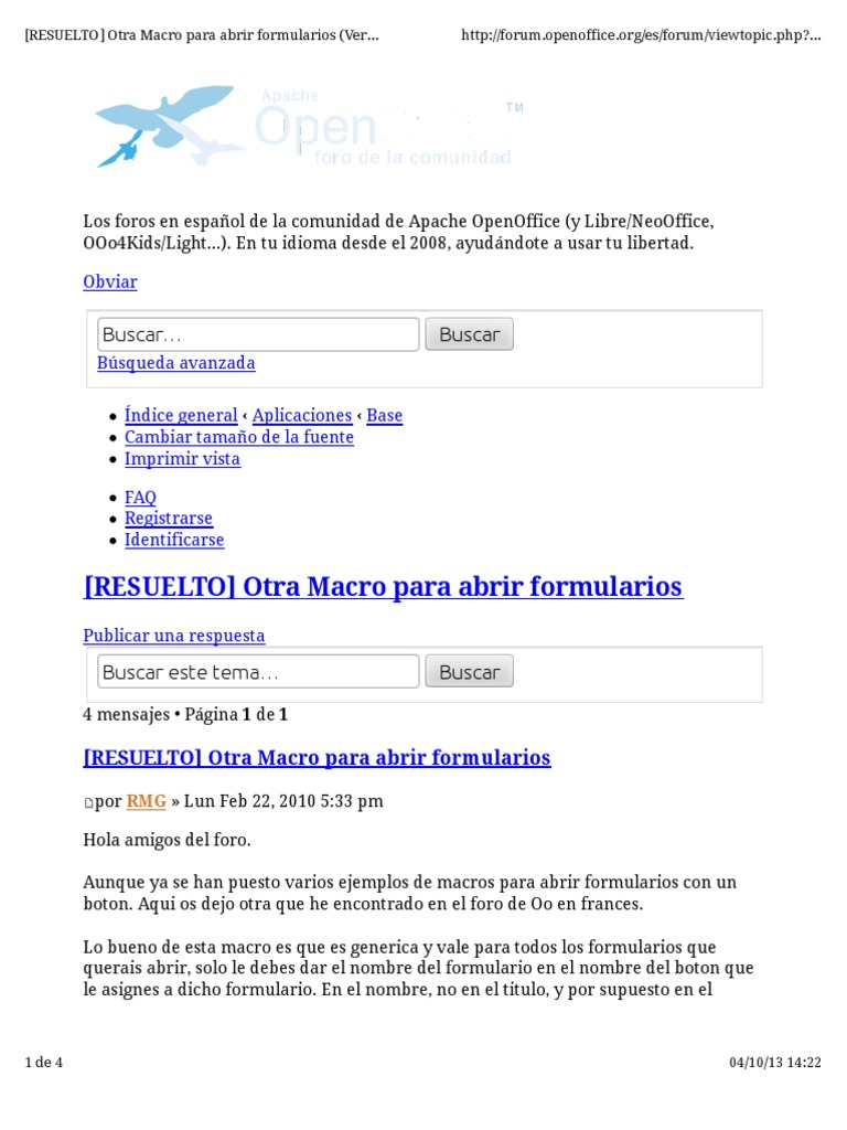 Macro Abrir Formulario | PDF | Desarrollo de software | Software del sistema